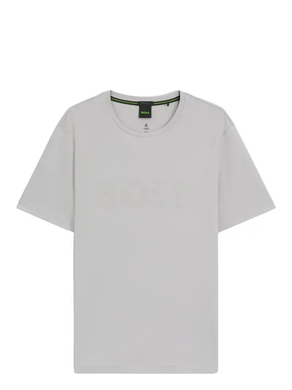 BOSS Gloss-logo T-shirt In Pima Cotton - Light Grey