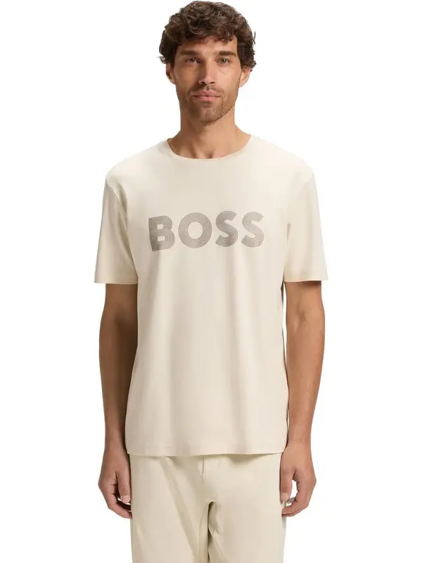 BOSS Gloss-logo T-shirt In Pima Cotton - White