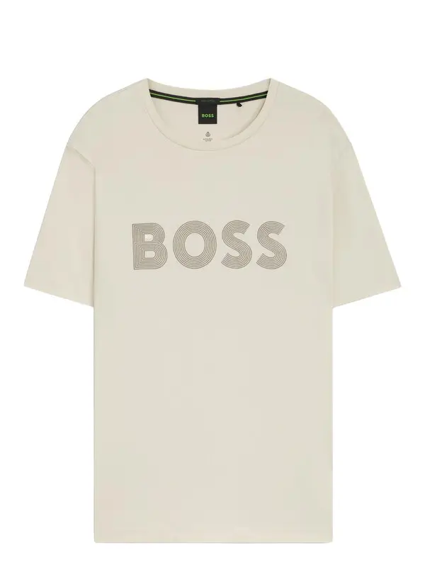 BOSS Gloss-logo T-shirt In Pima Cotton - White