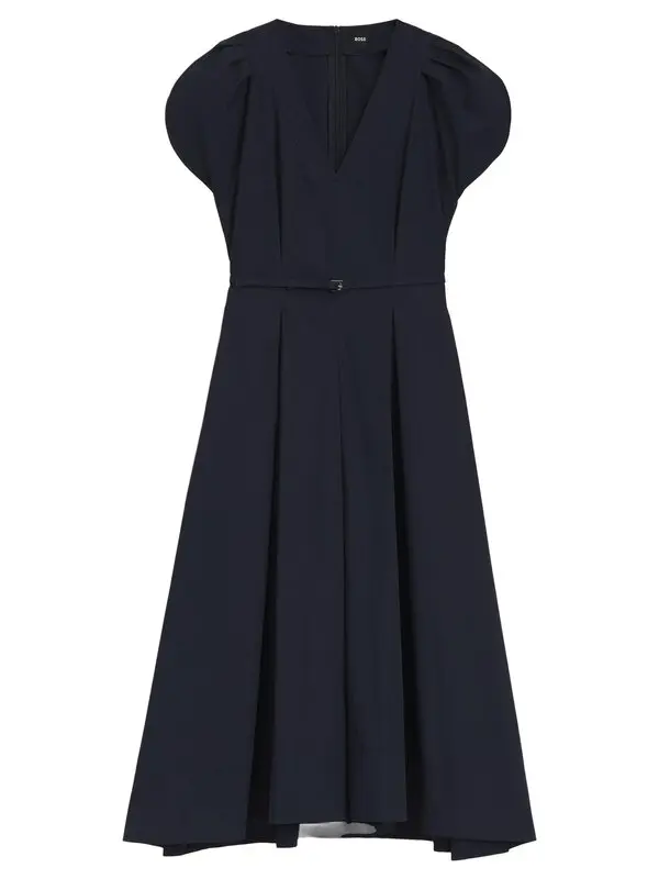 BOSS Cotton Blend Belted Dress - Dark Blue