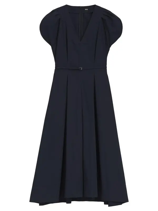 BOSS Cotton Blend Belted Dress - Dark Blue