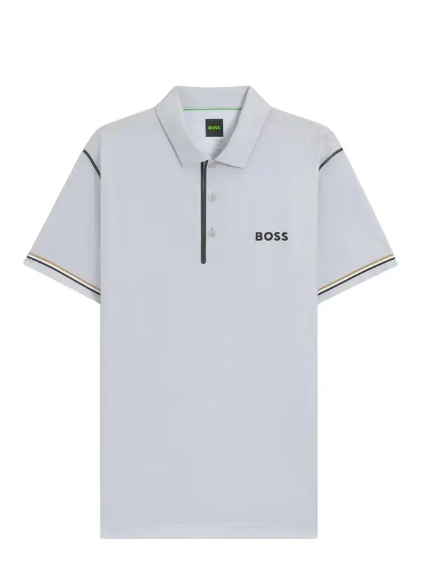 BOSS Active Paddy Golf Polo Shirt In Ripstop Fabric - Light Grey