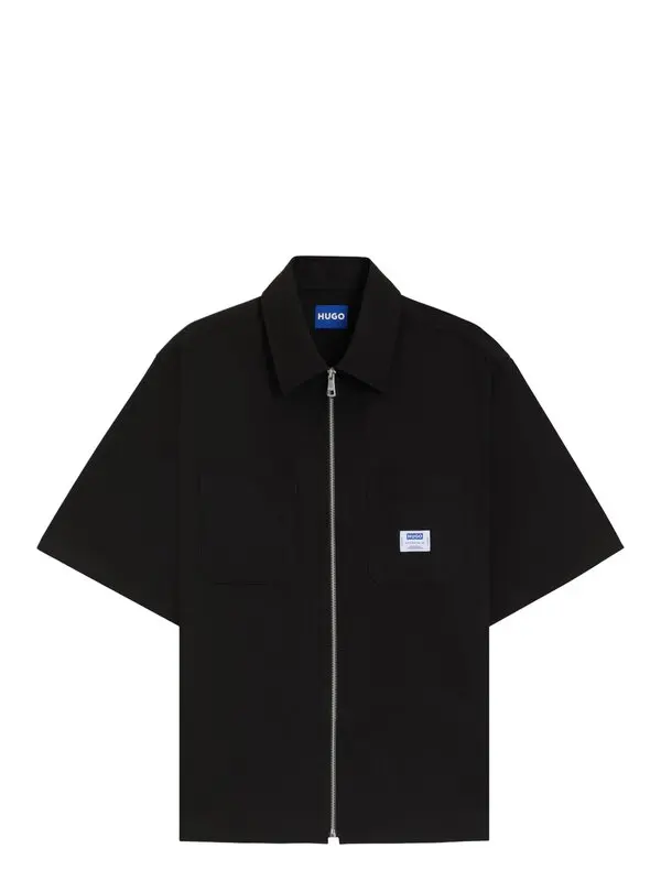 Hugo Oversized Fit Shirt In Cotton Twill - Black