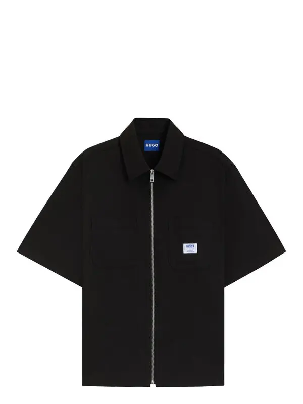 Hugo Oversized Fit Shirt In Cotton Twill - Black