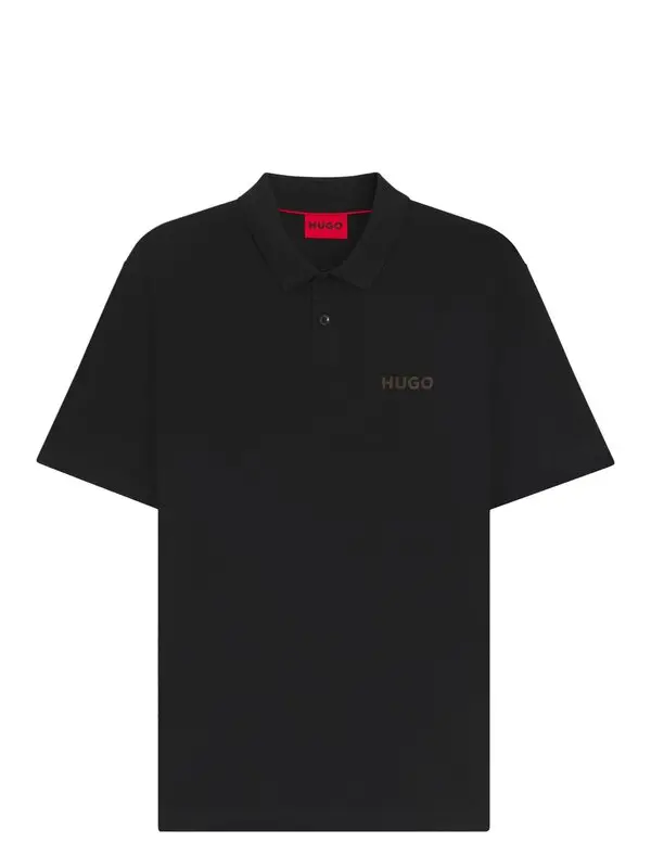 Hugo Logo-appliqué Polo Shirt In Cotton Piqu - Black