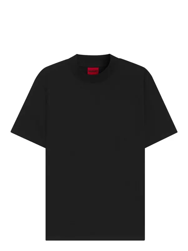 Hugo Stand-collar Slim-fit T-shirt In Stretch Cotton - Black