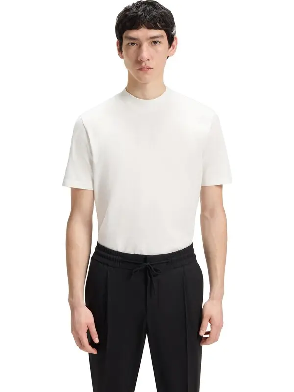 Hugo Stand-collar Slim-fit T-shirt In Stretch Cotton - White