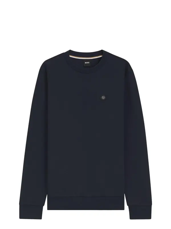 BOSS Cotton-blend Sweatshirt With Monogram - Dark Blue