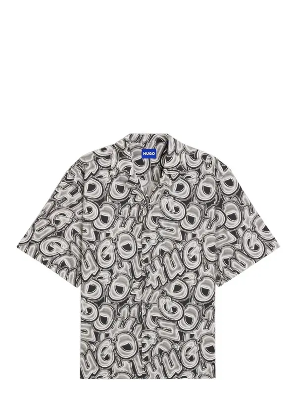 Hugo Printed Relaxed-fit Shirt In Cotton Poplin - Patterned