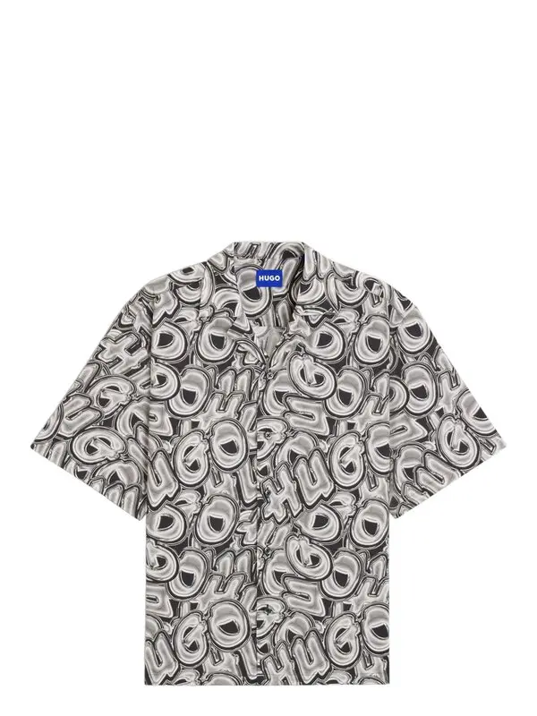 Hugo Printed Relaxed-fit Shirt In Cotton Poplin - Patterned