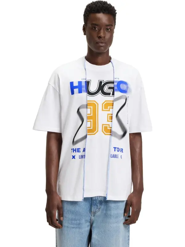 Hugo Layered-effect T-shirt In Cotton Jersey - White