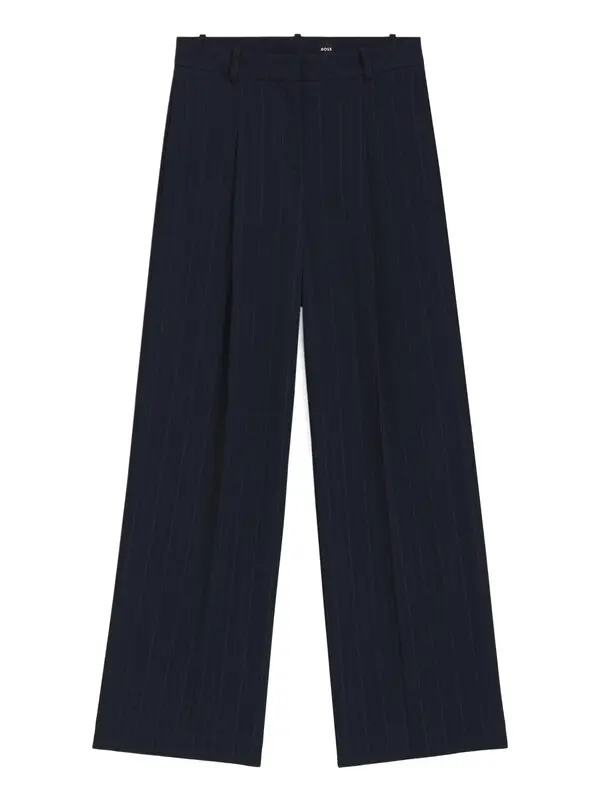 BOSS Pinstripe Wide-leg Trousers - Dark Blue
