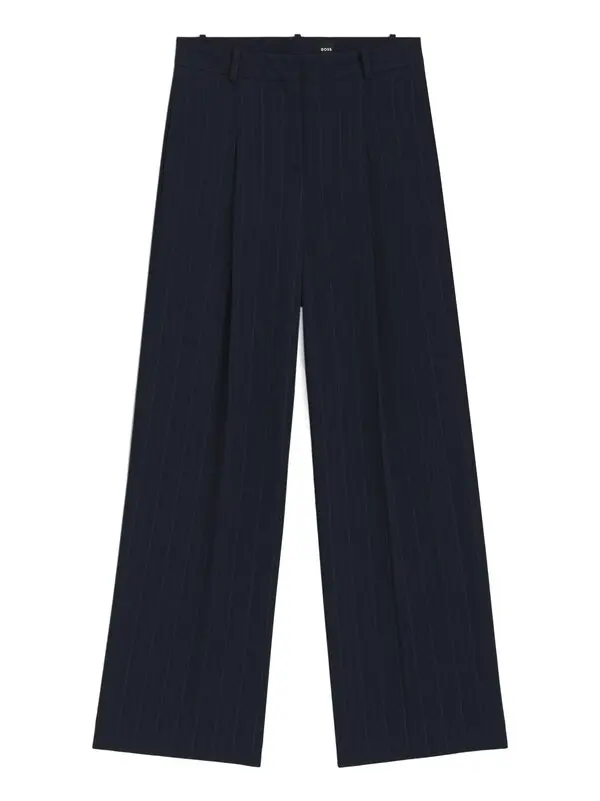 BOSS Pinstripe Wide-leg Trousers - Dark Blue