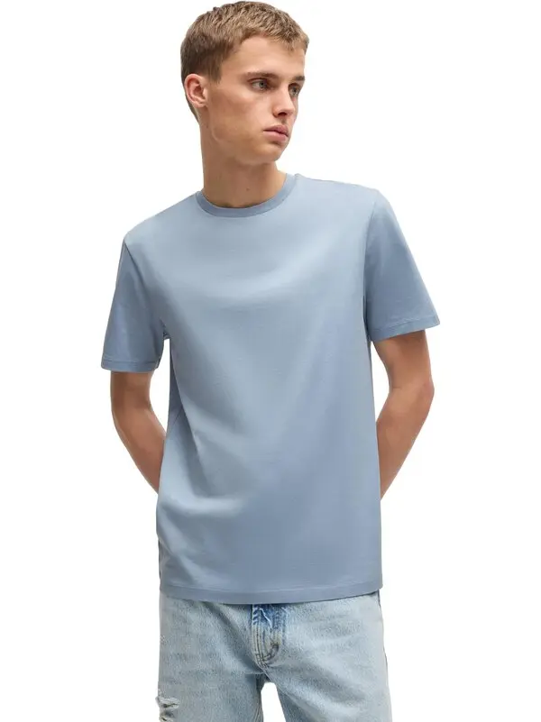 Hugo Slim-fit T-shirt With Mercerised Cotton - Light Blue