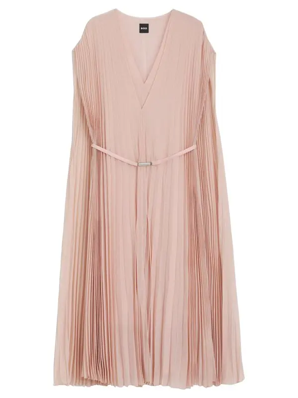 BOSS Belted Crinkle Chiffon Dress - Light Pink