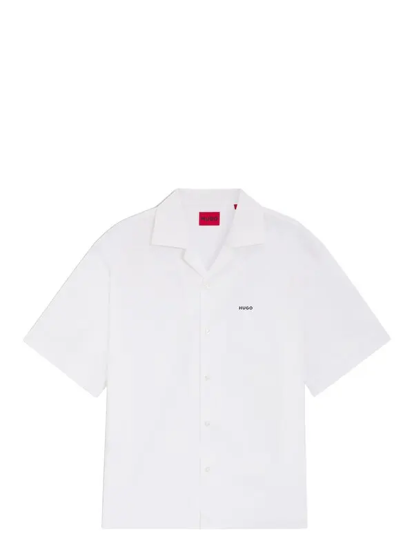 Hugo Oversized-fit Shirt In Paper-touch Cotton - White