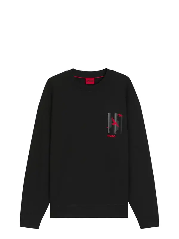Hugo Bird Artwork Cotton Terry Sweatshirt - Black