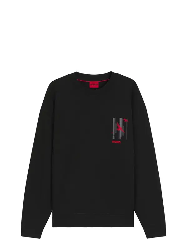 Hugo Bird Artwork Cotton Terry Sweatshirt - Black