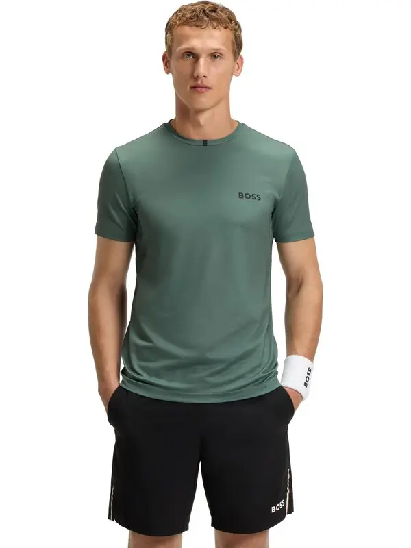 BOSS Odour-control Slim-fit T-shirt In Stretch Piqu - Light Green
