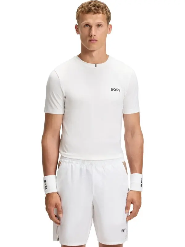 BOSS Odour-control Slim-fit T-shirt In Stretch Piqu - White