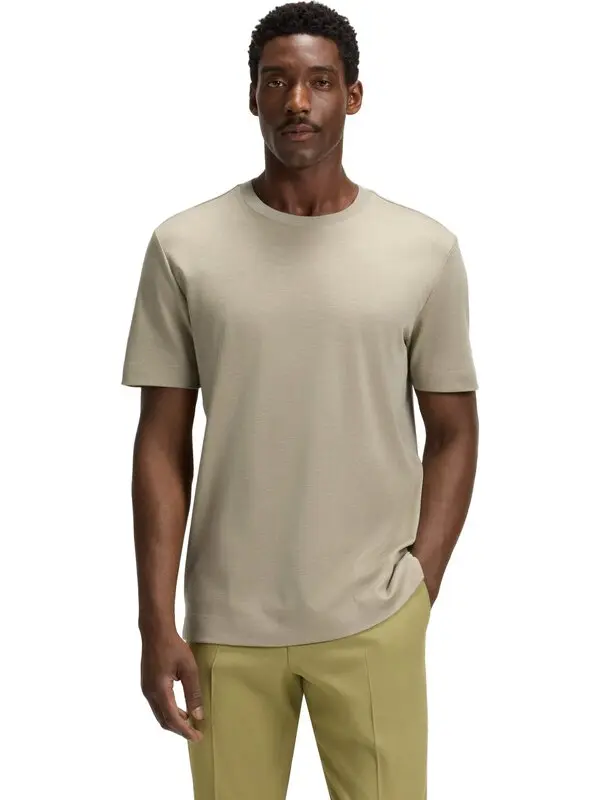 BOSS Regular-fit T-shirt In Mercerised Cotton And Silk - Khaki