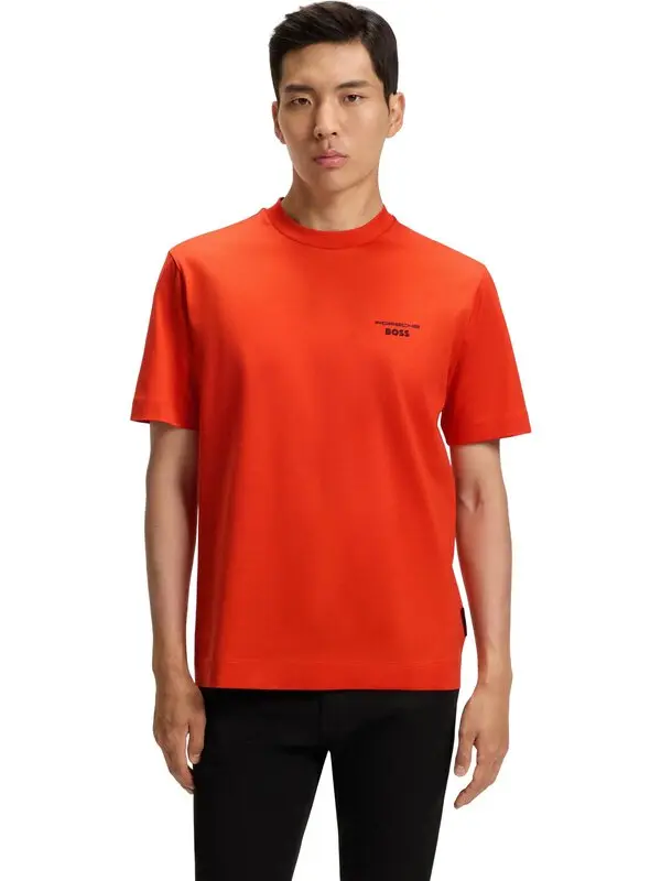 BOSS Porsche X Targa-artwork T-shirt In Mercerised Cotton - Dark Orange