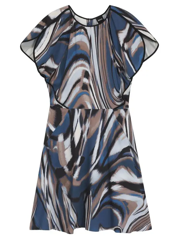 BOSS Satin Dress With Swirl Print - Patterned