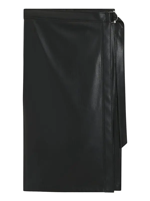 BOSS Faux Leather Wrap Skirt With D-ring Closure - Black