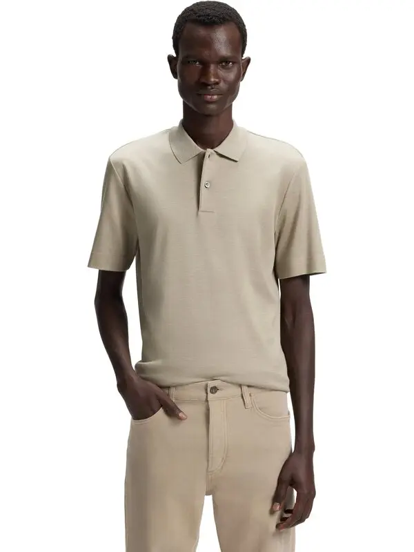 BOSS Regular-fit Polo Shirt In Mercerised Cotton And Silk - Khaki
