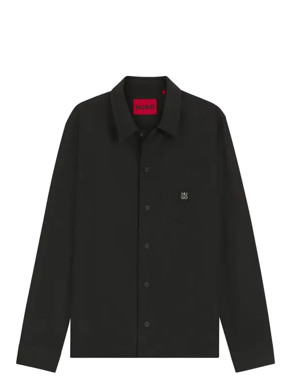 Hugo Oversized-fit Shirt In Water-repellent Canvas - Black