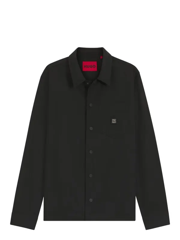Hugo Oversized-fit Shirt In Water-repellent Canvas - Black