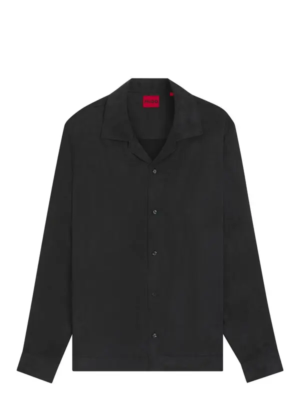 Hugo Oversized-fit Shirt In Lustrous Twill - Black