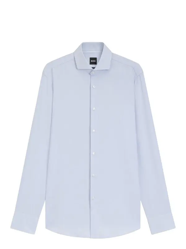 BOSS Slim-fit Shirt In Structured Cotton - Light Blue