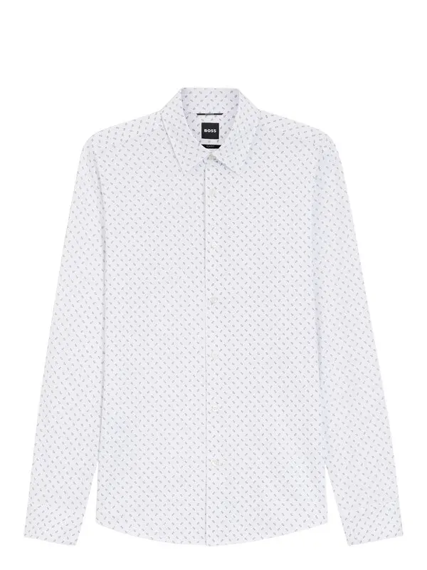 BOSS Printed Slim-fit Shirt In A Cotton Blend - Light Purple