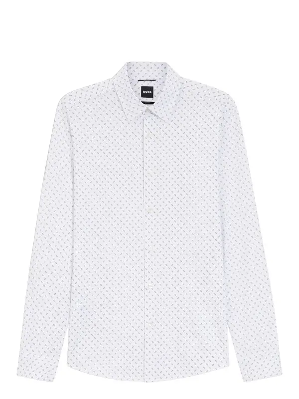 BOSS Printed Slim-fit Shirt In A Cotton Blend - Light Purple