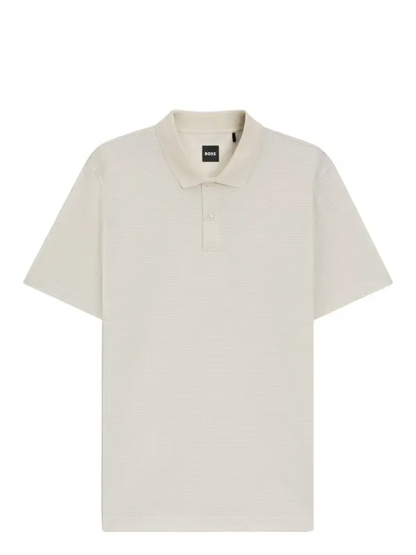 BOSS Geometric-jacquard Polo Shirt In Mercerised Cotton - White