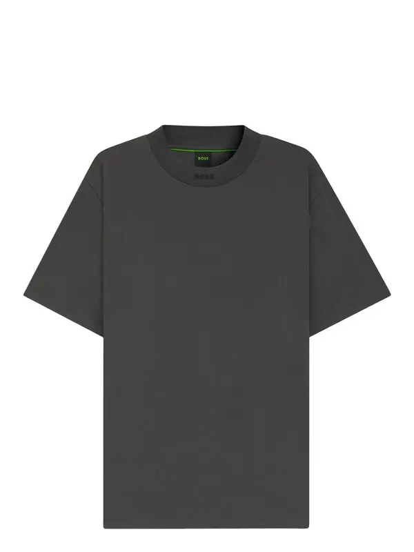 BOSS Logo-collar T-shirt In Stretch Cotton - Dark Grey