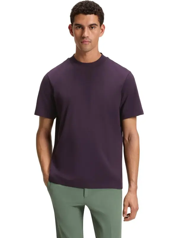 BOSS Logo-collar T-shirt In Stretch Cotton - Purple