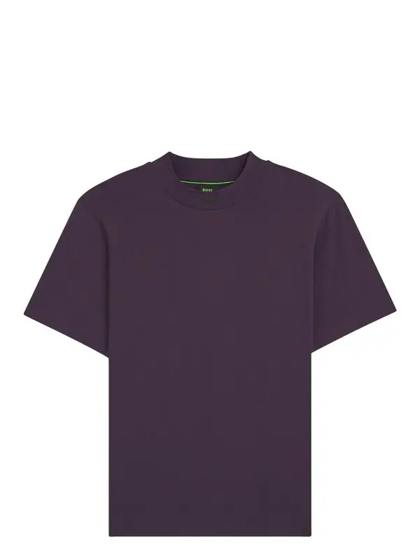 BOSS Logo-collar T-shirt In Stretch Cotton - Purple