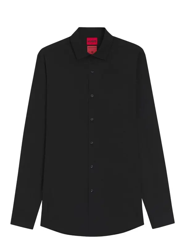 Hugo Slim-fit Shirt In Stretch Twill - Black