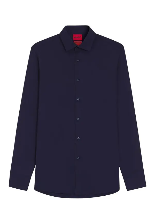 Hugo Slim-fit Shirt In Stretch Twill - Dark Blue