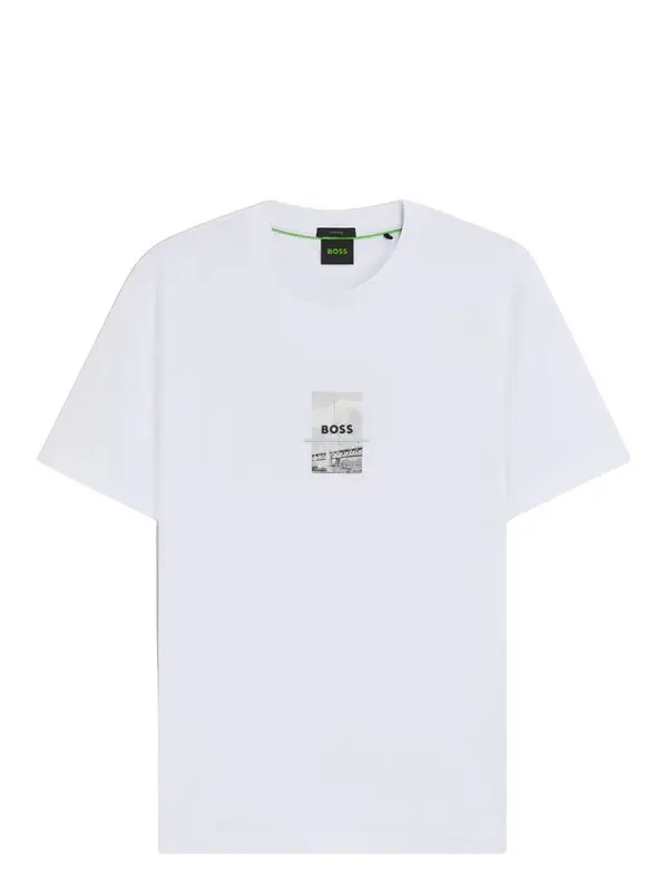 BOSS Photo-print T-shirt In Stretch Cotton - White