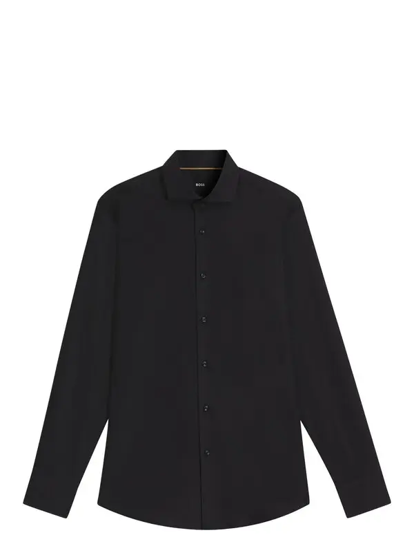 BOSS Slim-fit Shirt In Italian-made Structured Cotton - Black