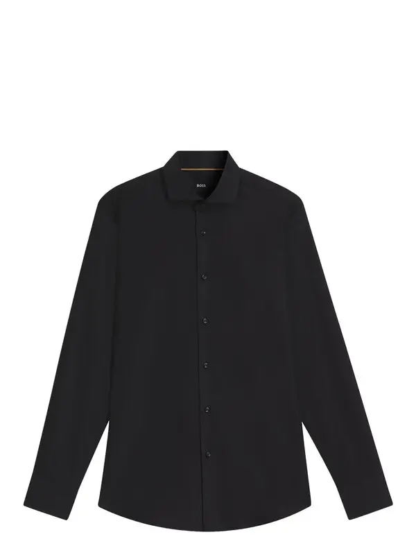BOSS Slim-fit Shirt In Italian-made Structured Cotton - Black