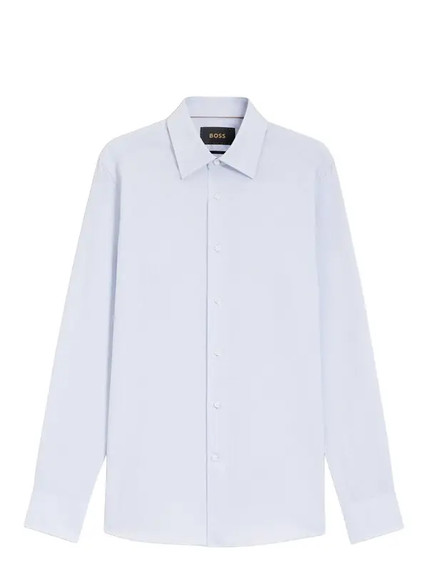 BOSS Slim-fit Shirt In Italian-made Structured Cotton - Light Blue