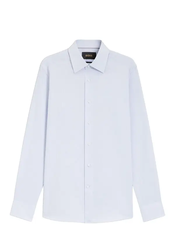 BOSS Slim-fit Shirt In Italian-made Structured Cotton - Light Blue