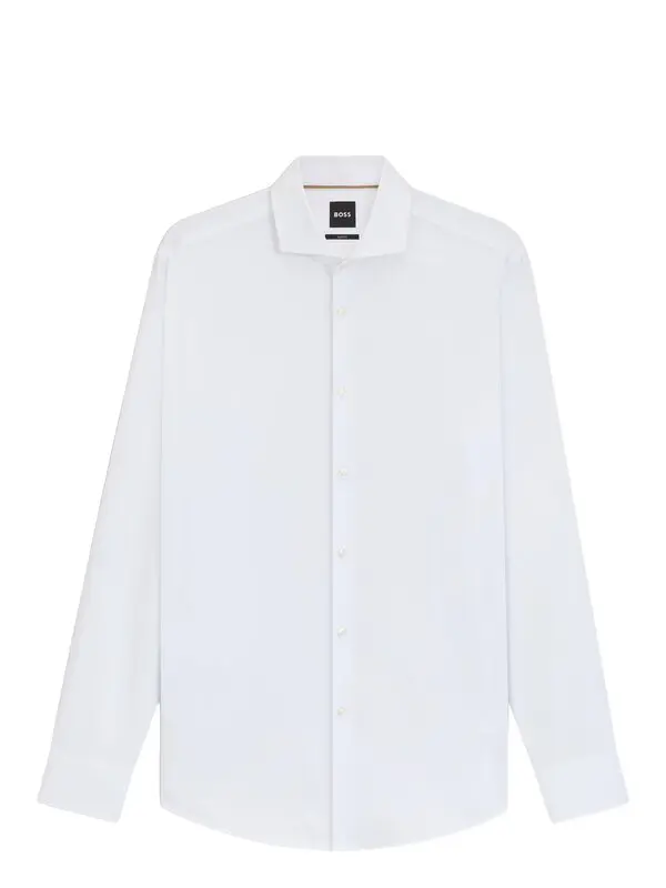 BOSS Slim-fit Shirt In Italian-made Structured Cotton - White