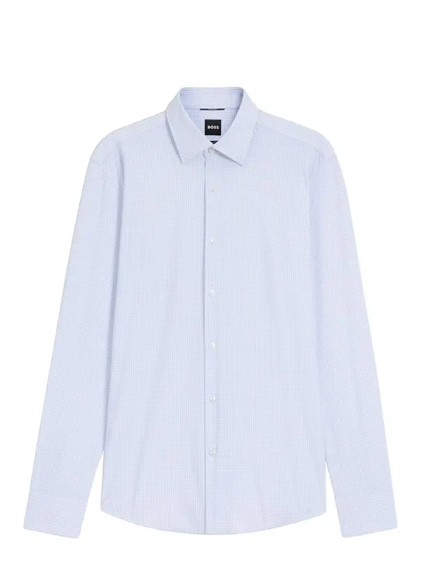 BOSS Printed Slim-fit Shirt In Performance-stretch Jersey - Light Blue
