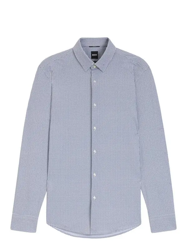 BOSS Printed Slim-fit Shirt In Performance-stretch Jersey - Light Blue
