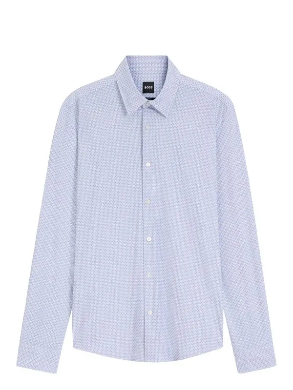 BOSS Printed Slim-fit Shirt In Performance-stretch Jersey - Light Purple